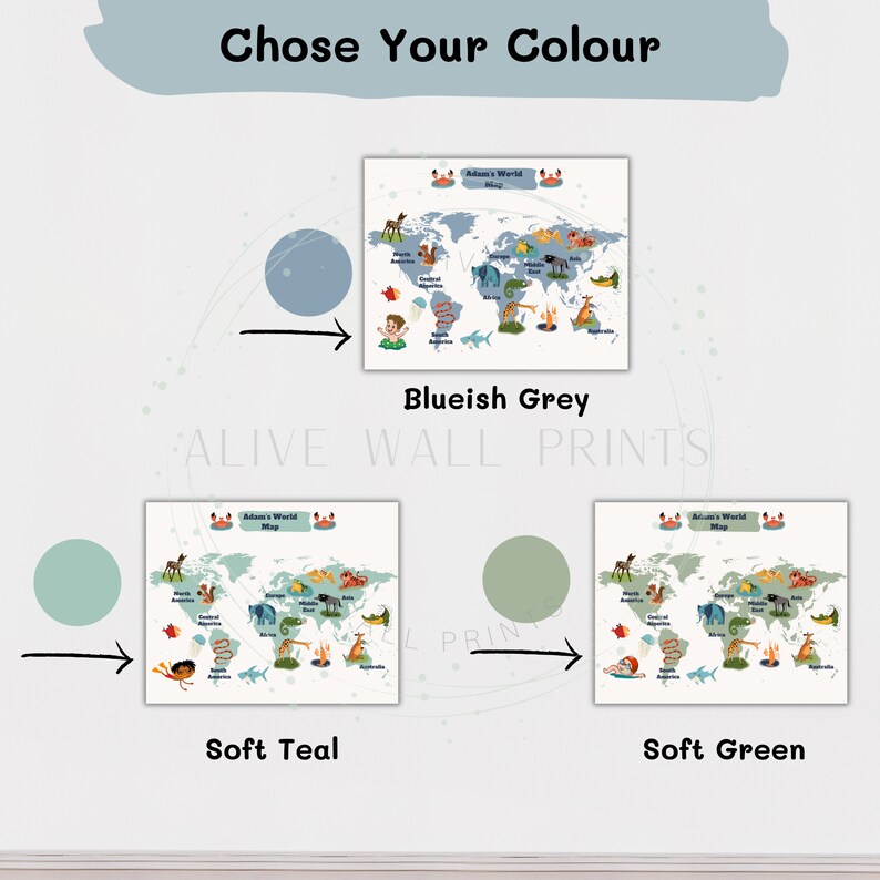 Personalized World Map, Kid's World Map, Boy's Customizable Print ...
