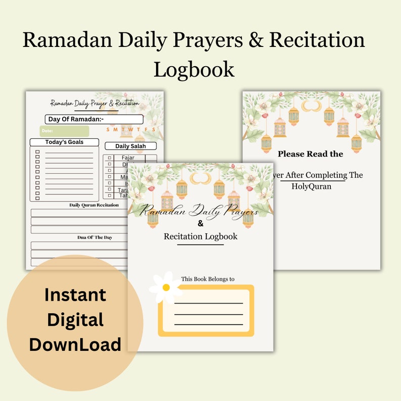 Ramadan Daily Prayers & Recitation Logbook, Quran Journal, Quran ...