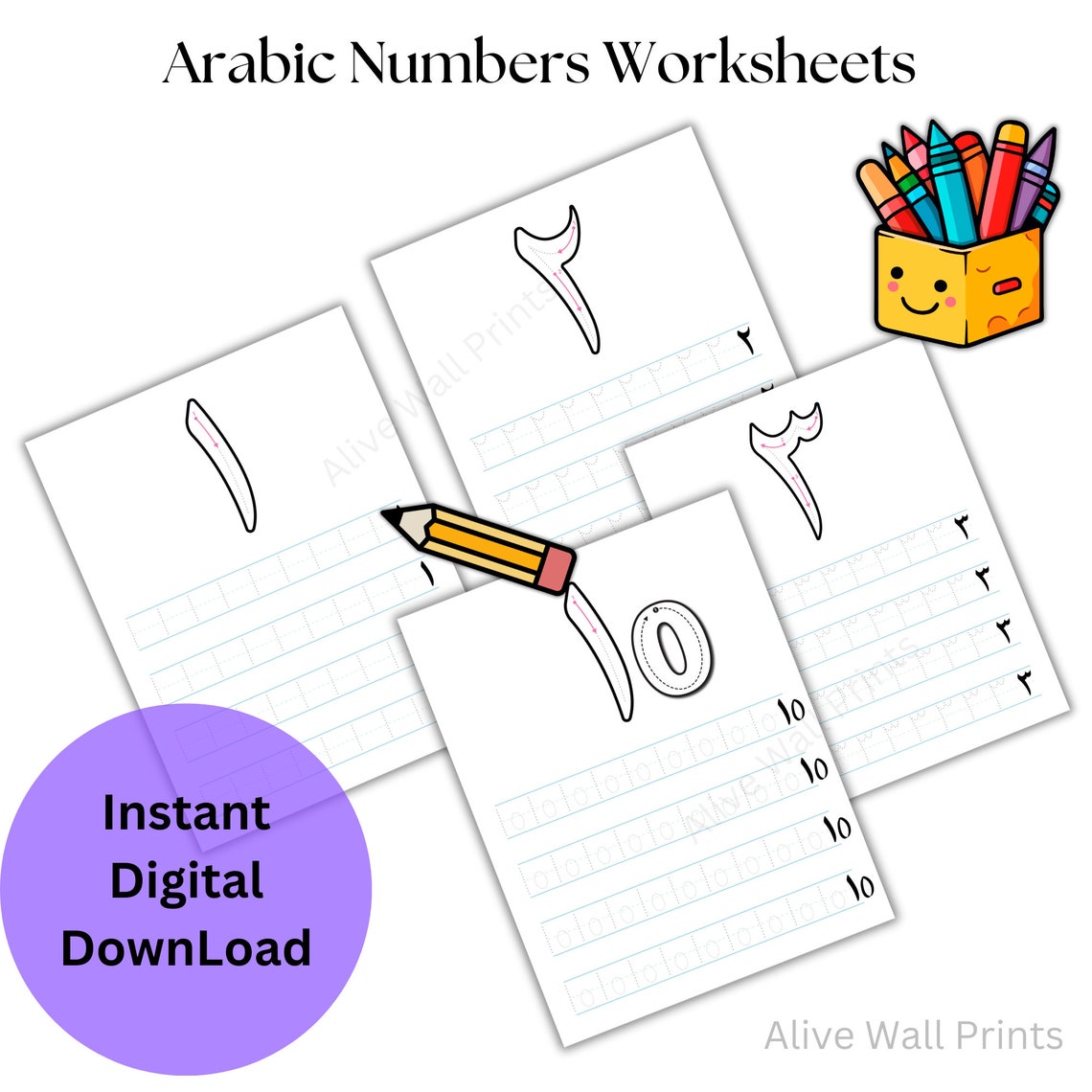 Complete Arabic Numbers Tracing Worksheets With Individual Numbers ...