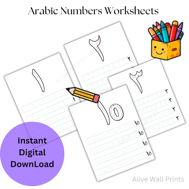 Complete Arabic Numbers Tracing Worksheets With Individual Numbers ...