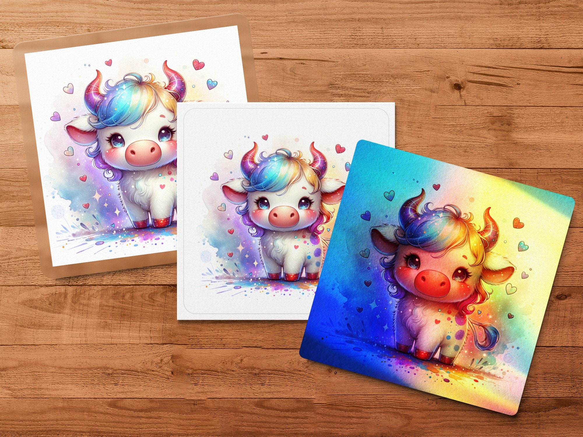 Cute Rainbow Cow Sticker,kawaii Animal Art Sticker,adorable Cow With ...