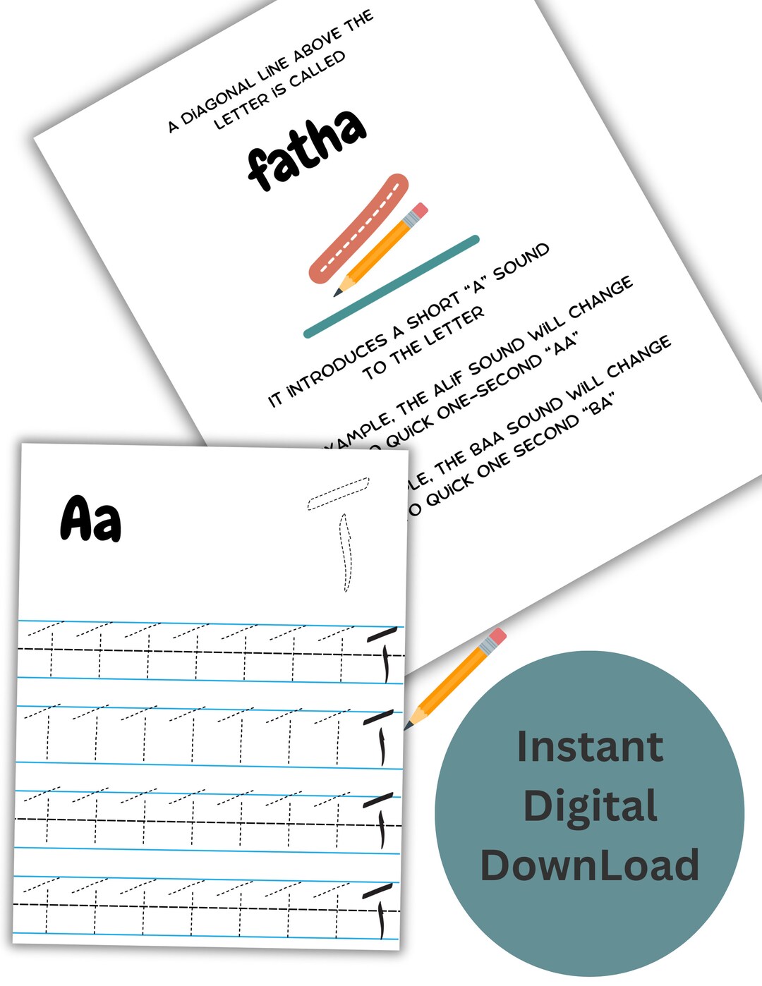 Complete Fatha Arabic Alphabets Tracing Worksheets, Individual Letter ...