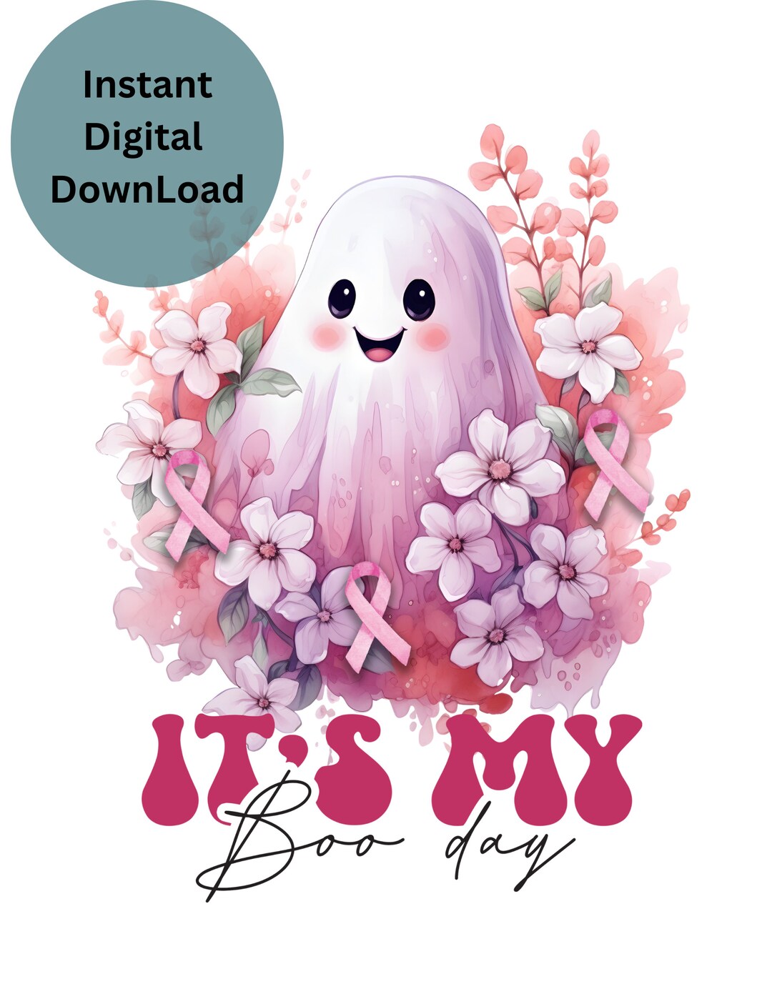 PROCEEDS DONATED Pink Cute Ghost Wall Art-breast Cancer - Etsy