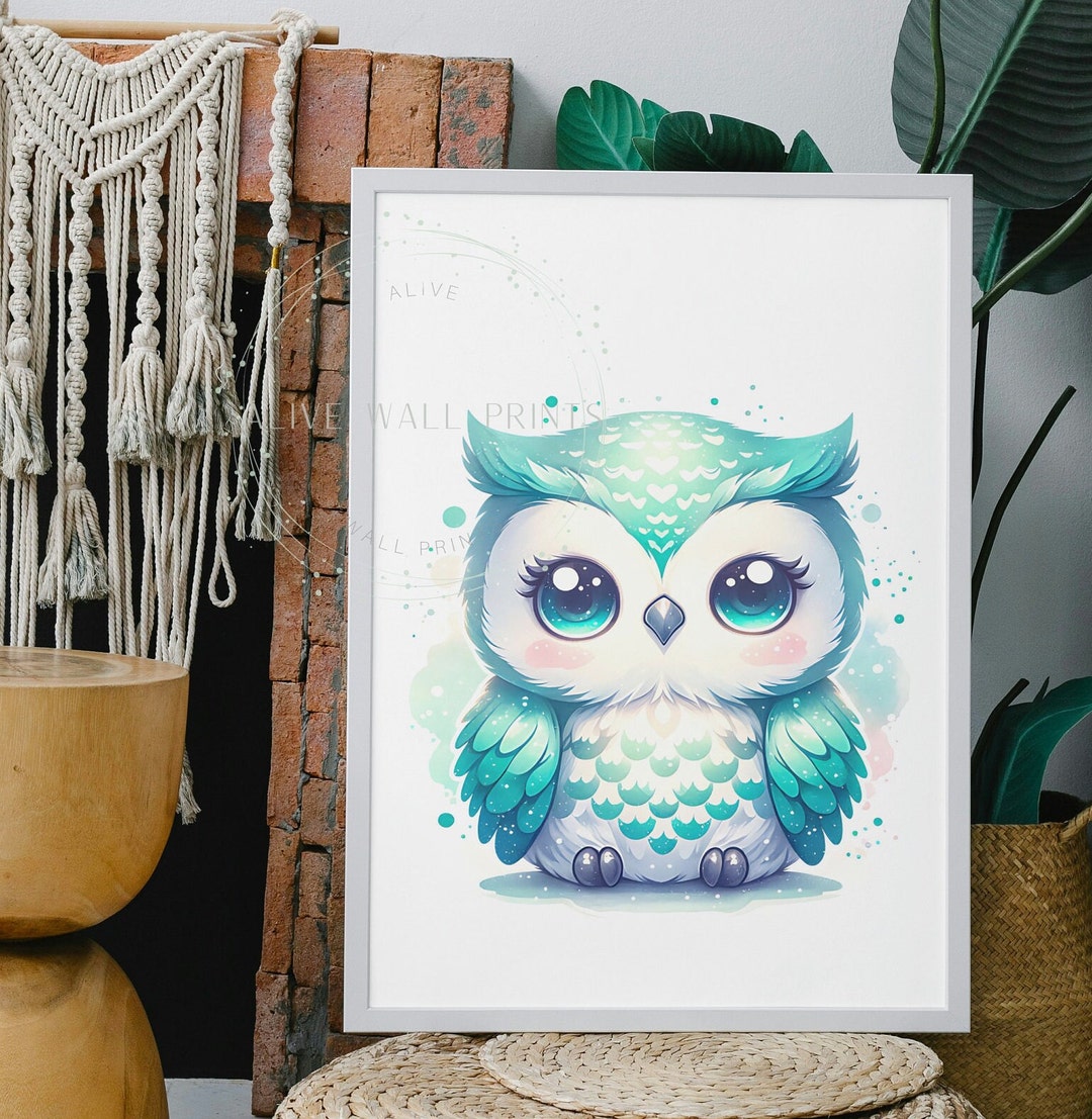 Cute Owl Wall Art, Whimsical Nursery Decor, Woodland Animal, Adorable ...