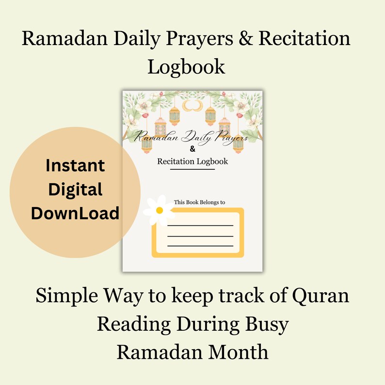 Ramadan Daily Prayers & Recitation Logbook, Quran Journal, Quran ...