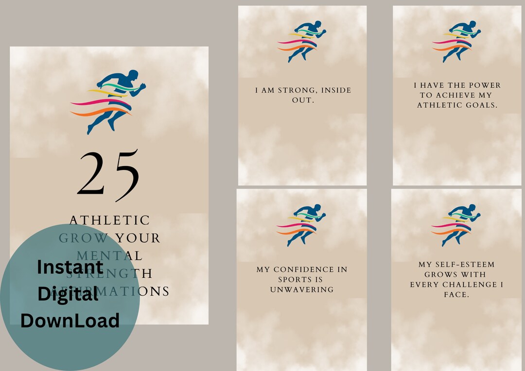 25 Affirmations for Athletic Mental Strength Flash Cards-elevate Your ...
