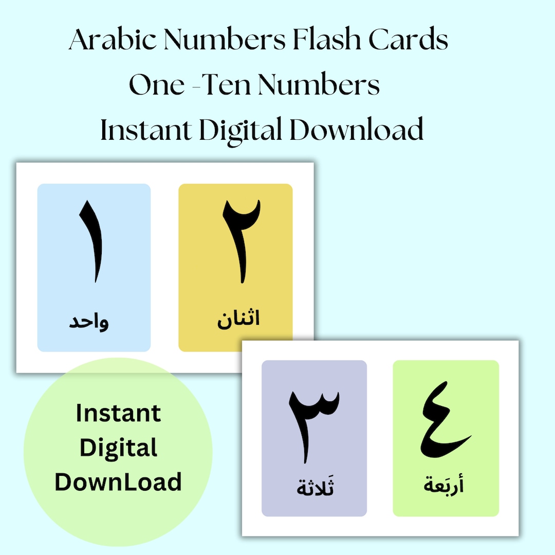 Arabic Numbers Tracing Cards Set - Educational Flashcards for Kids ...