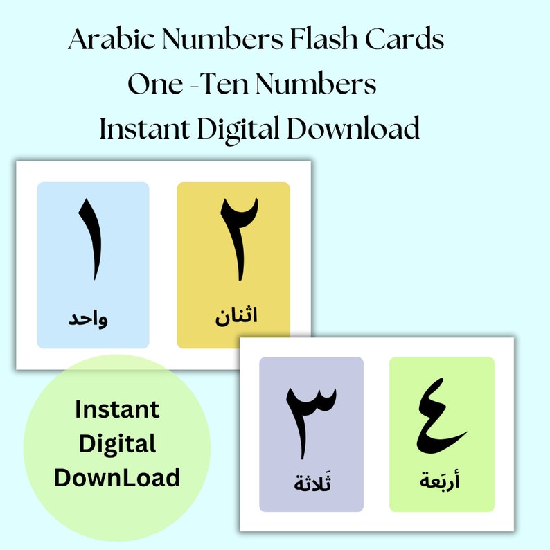 Arabic Numbers Tracing Cards Set - Educational Flashcards for Kids ...