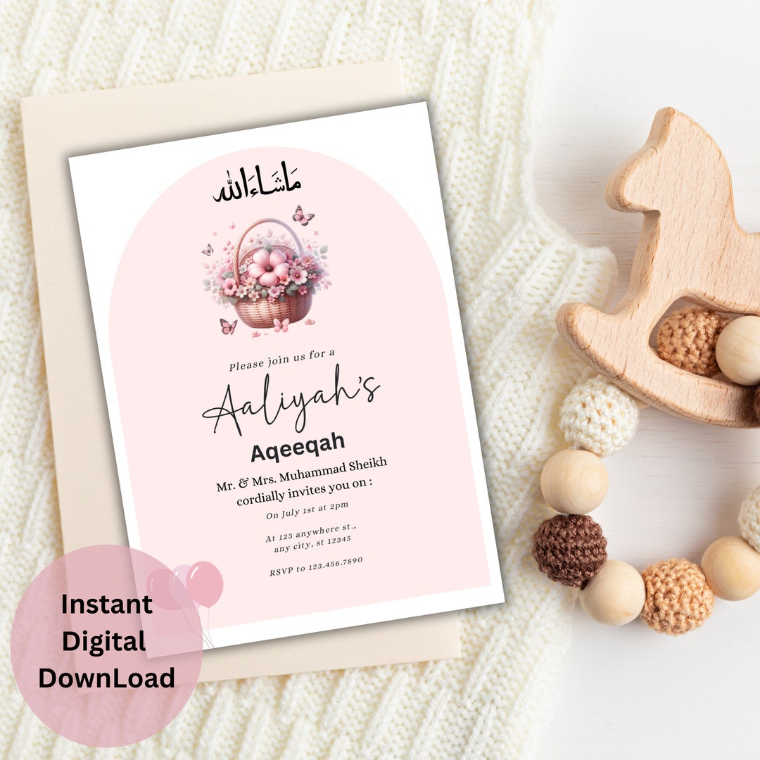 Customize, Personalize, Aqeeqah Invitation Digital Download, Islamic ...