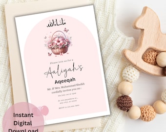 Customize, Personalize, Aqeeqah Invitation Digital Download, Islamic ...