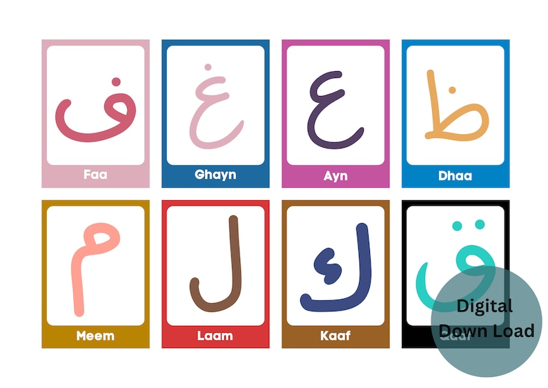 Arabic Alphabets Flash Cards Great to Teach Kids Beginner - Etsy