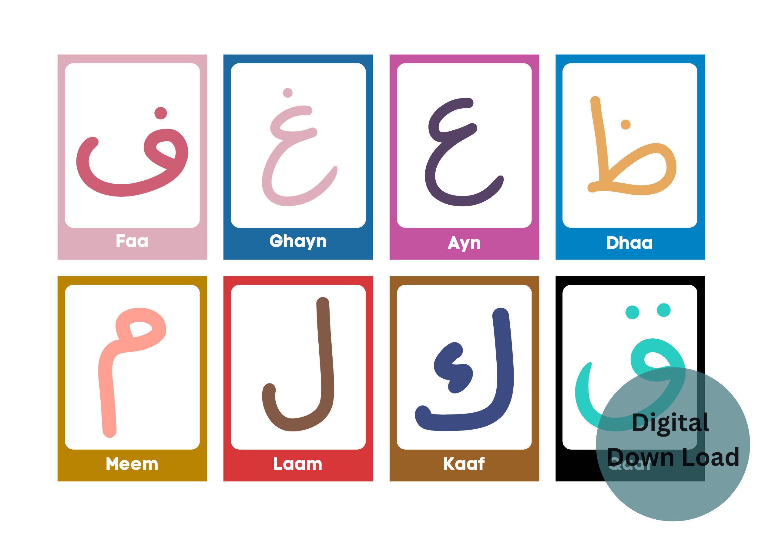 Arabic Alphabets Flash Cards, Great to Teach Kids Beginner Level Arabic ...