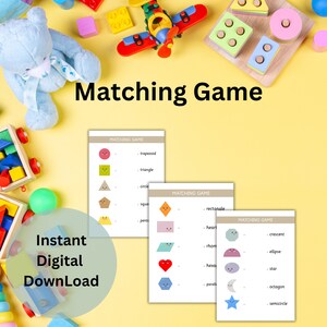 Preschool Shapes Flashcards, Tracing Worksheets, Matching Game, Mega ...