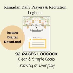 Ramadan Daily Prayers & Recitation Logbook, Quran Journal, Quran ...