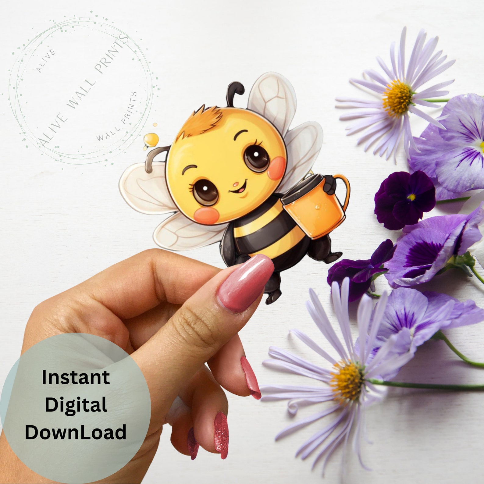Bumblebees Stickers Clipart Bundle,cute Bees Clipart Bundle,8 Cute Bees ...