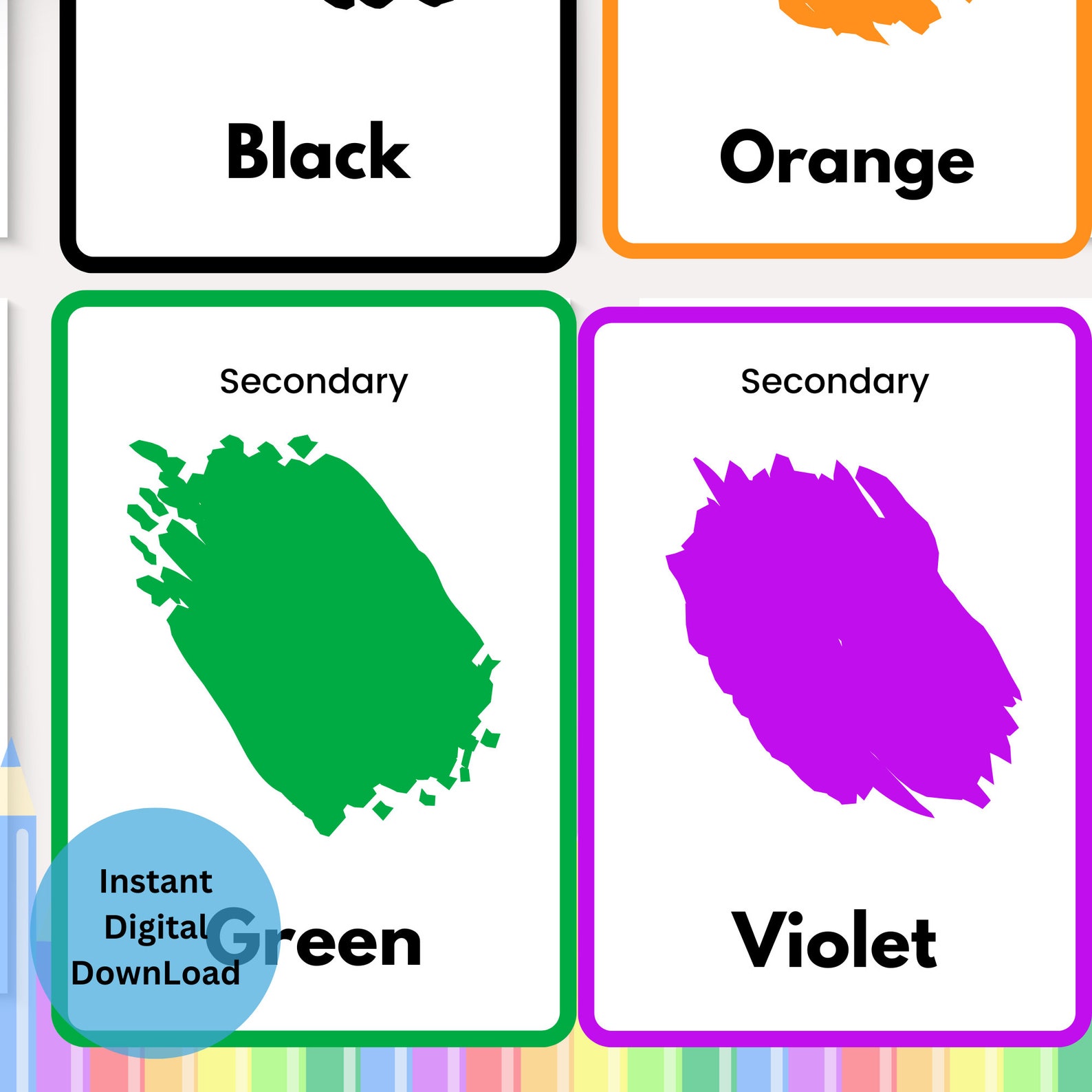 Know Your Colours 8 Flashcards & Match Game,preschool Cards ...