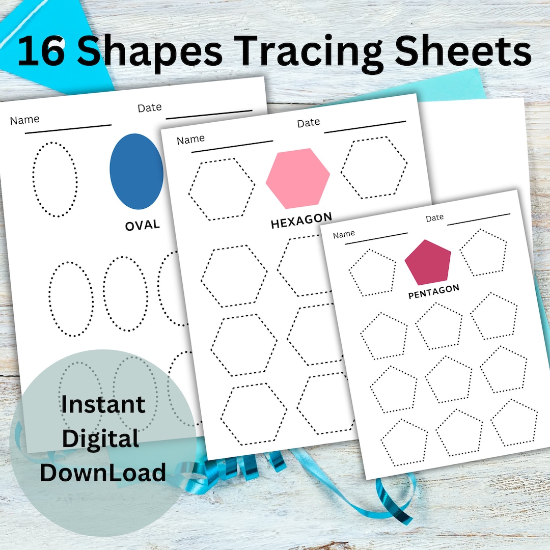 Preschool Shapes Flashcards, Tracing Worksheets, Matching Game, Mega ...