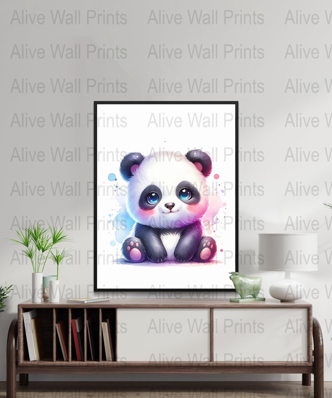 Cute Baby Panda Digital Art Print, Adorable Panda Wall Art,watercolor ...
