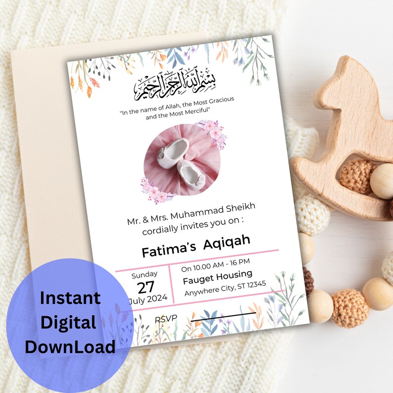 Customize, Personalize,aqeeqah Invitation Digital Download,islamic ...