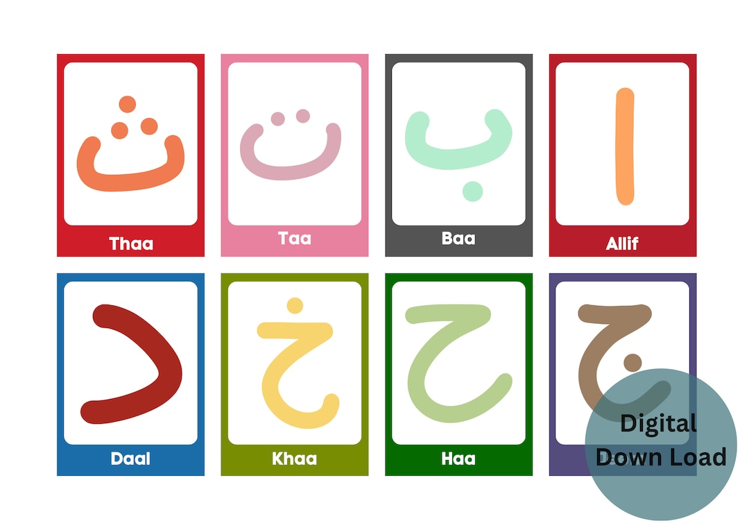 Arabic Alphabets Flash Cards, Great to Teach Kids Beginner Level Arabic ...
