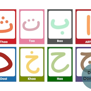 Arabic Alphabets Flash Cards, Great to Teach Kids Beginner Level Arabic ...