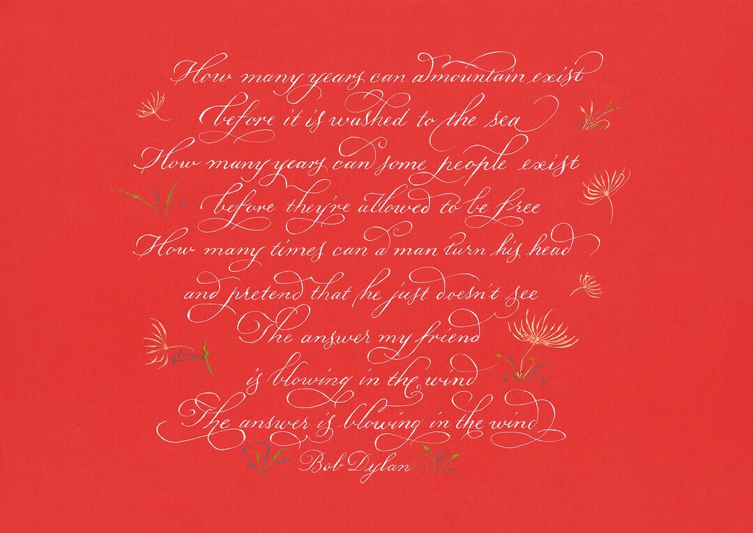 Calligraphy Quote, Copperplate, Song Quote, Handwritten Quote, Archival ...