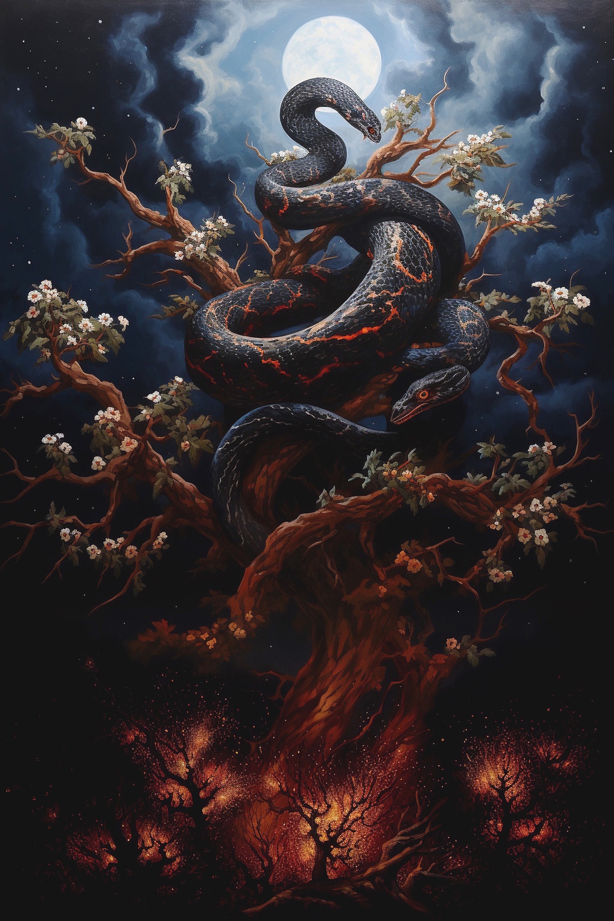 Serpent Artwork, Occult Artwork, Gallery Art Print, Tree of Death ...