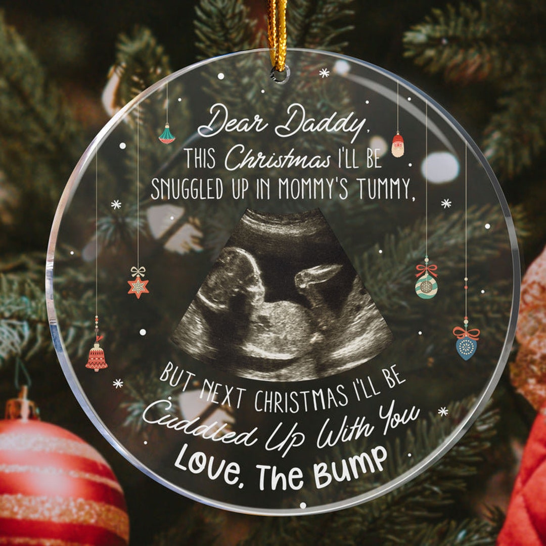 This Christmas Baby Bump to Daddy photo Inserted Personalized Circle ...