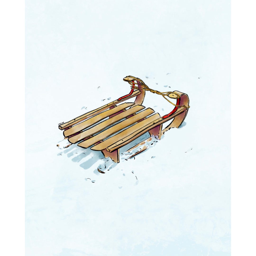 Sled Art Print: Snowy Christmas Decor (digital Download) - Etsy