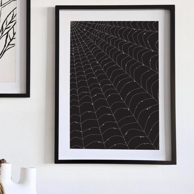 Spider Web Print Web With Dew Wall Art Spider Printable Fall Wall Art ...