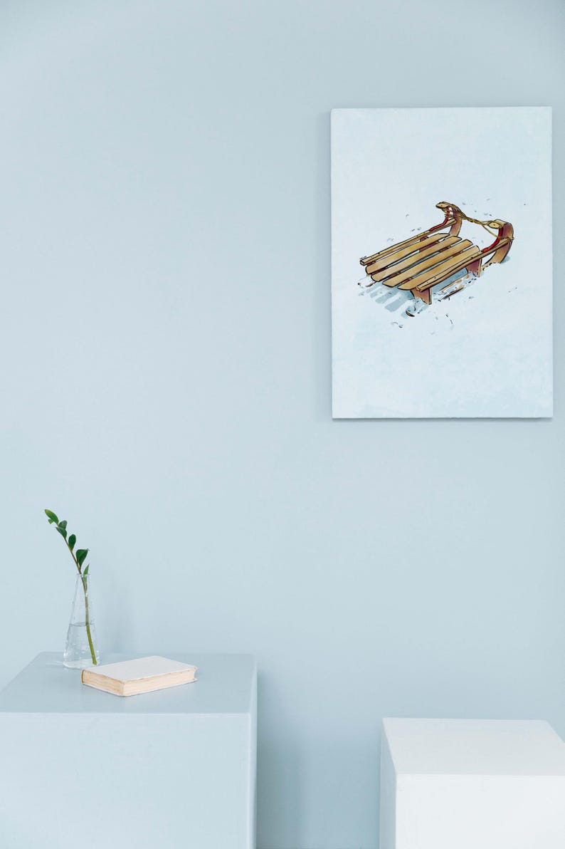 Sled Art Print: Snowy Christmas Decor (digital Download) - Etsy