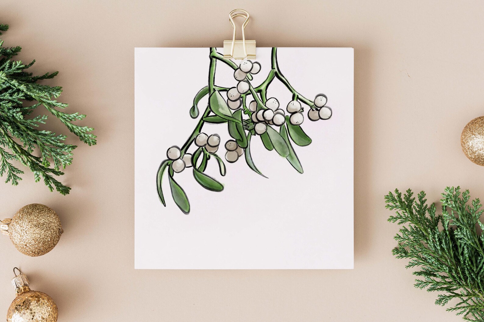 Watercolor Mistletoe Print: Festive Holiday Wall Art (digital Download ...