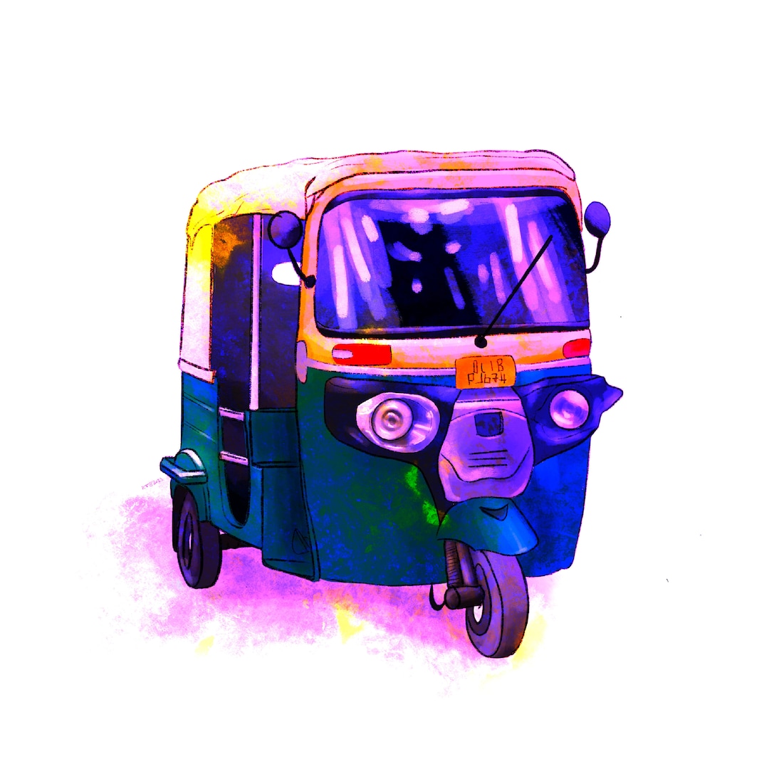 Auto Rickshaw Art Tuk Tuk Drawing Auto Wall Art India Theme Wall Art ...