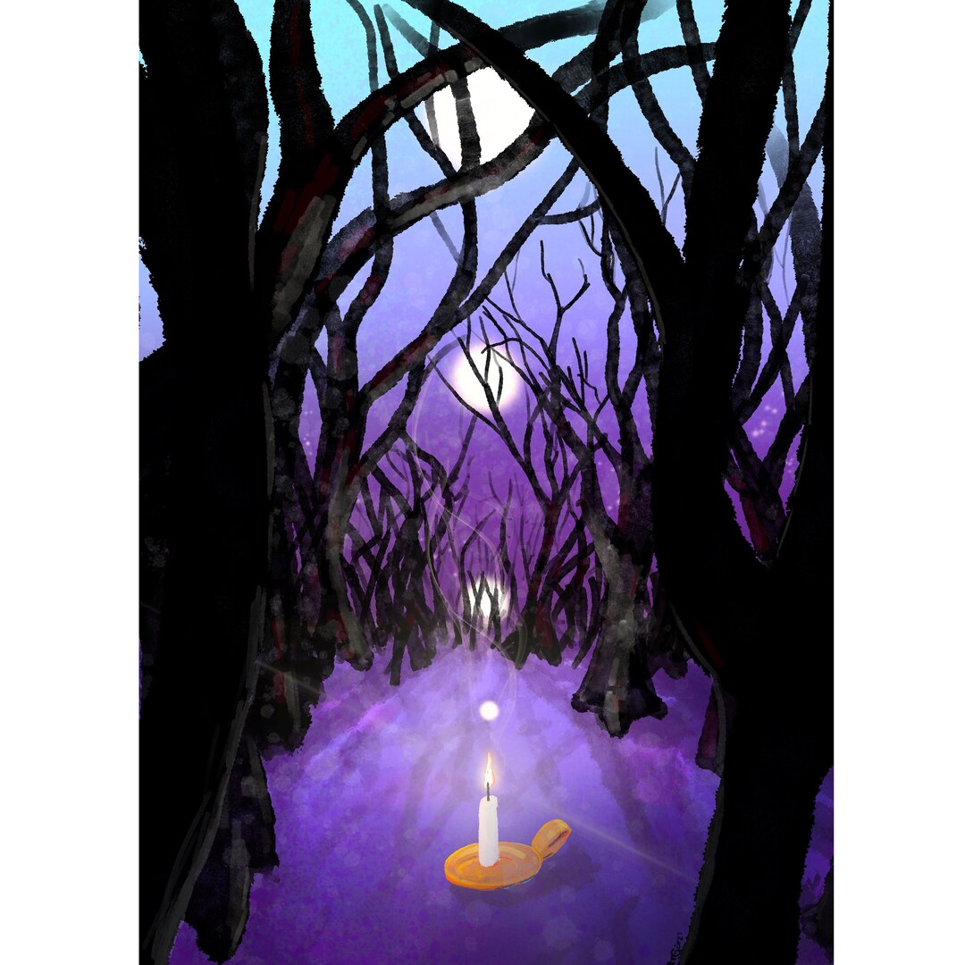 Winter Solstice Art Print: Moody Yule Cottagecore Decor (digital ...