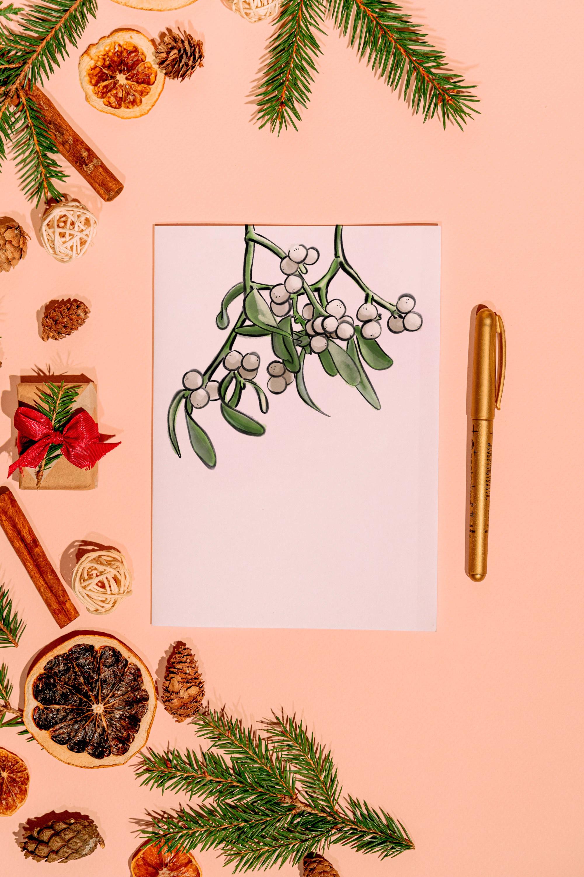 Watercolor Mistletoe Print: Festive Holiday Wall Art (digital Download ...