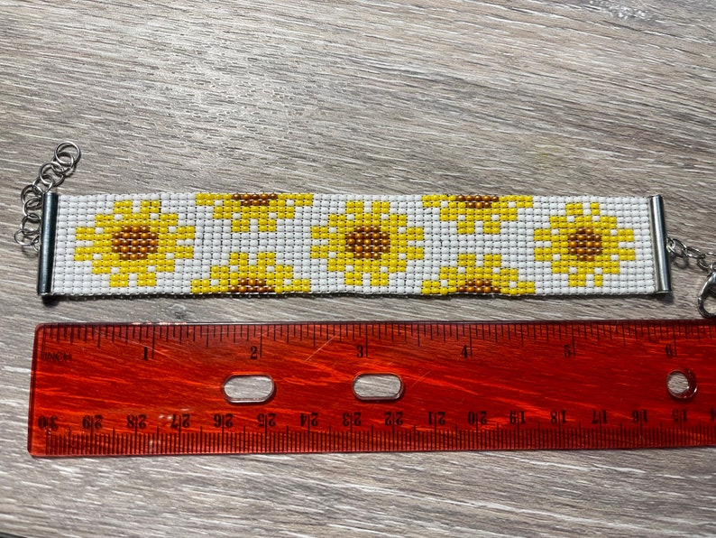 Handmade Beaded Sunflower Pattern Bracelet - Etsy