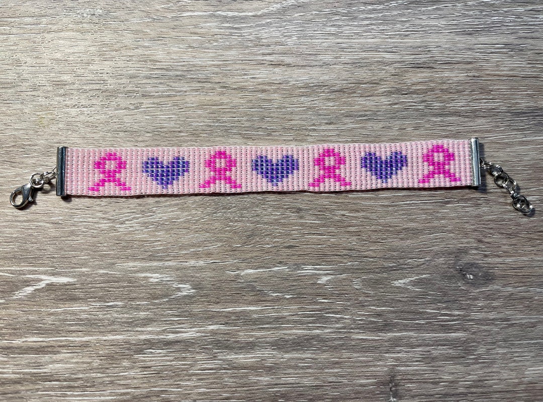 Handmade Beaded Breast Cancer Awareness Bracelet - Etsy
