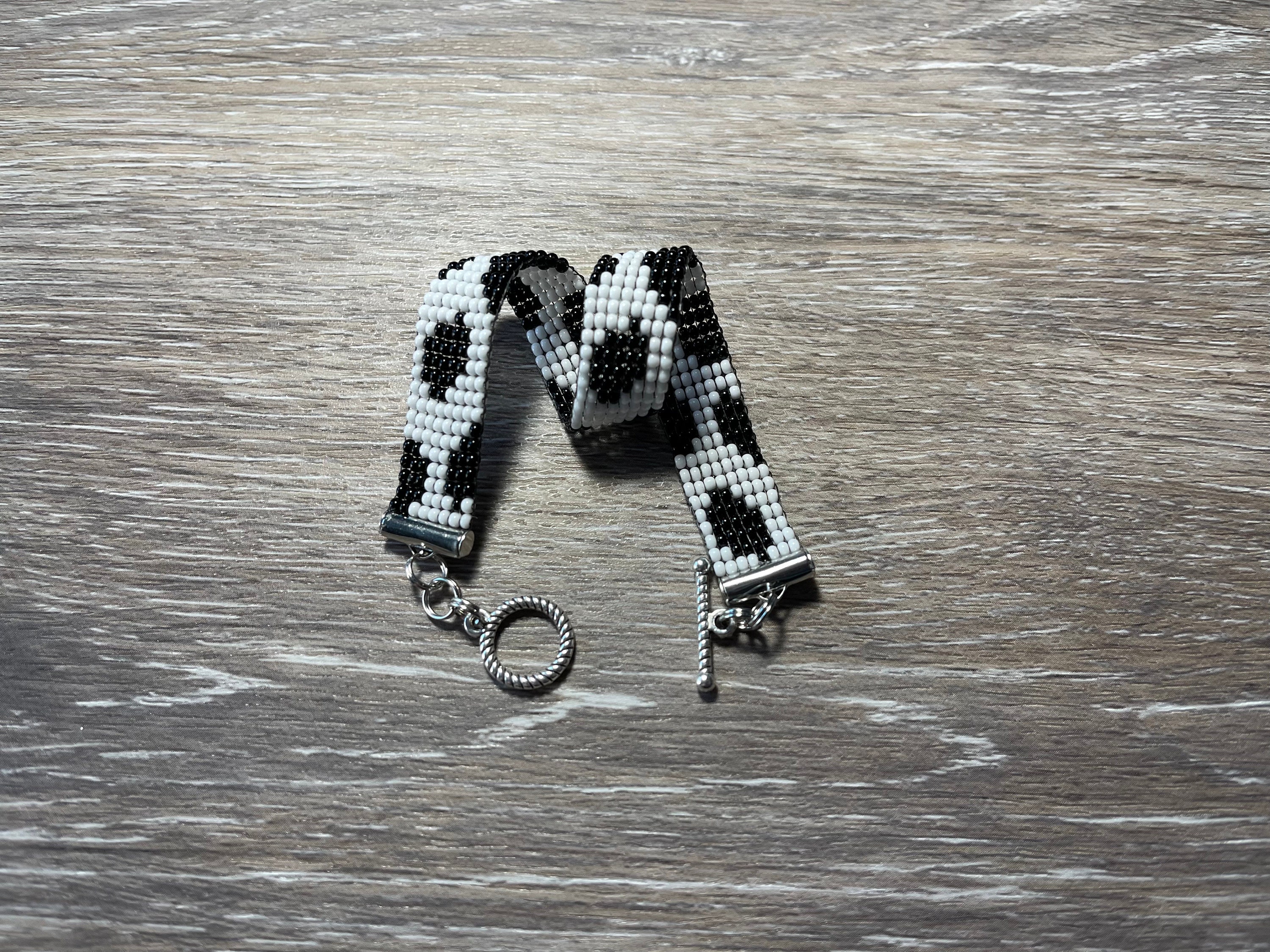 Handmade Beaded Cow Print Bracelet - Etsy