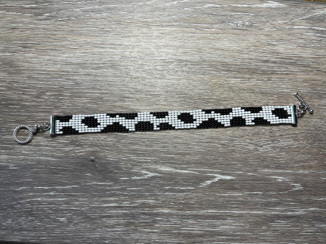 Handmade Beaded Cow Print Bracelet - Etsy