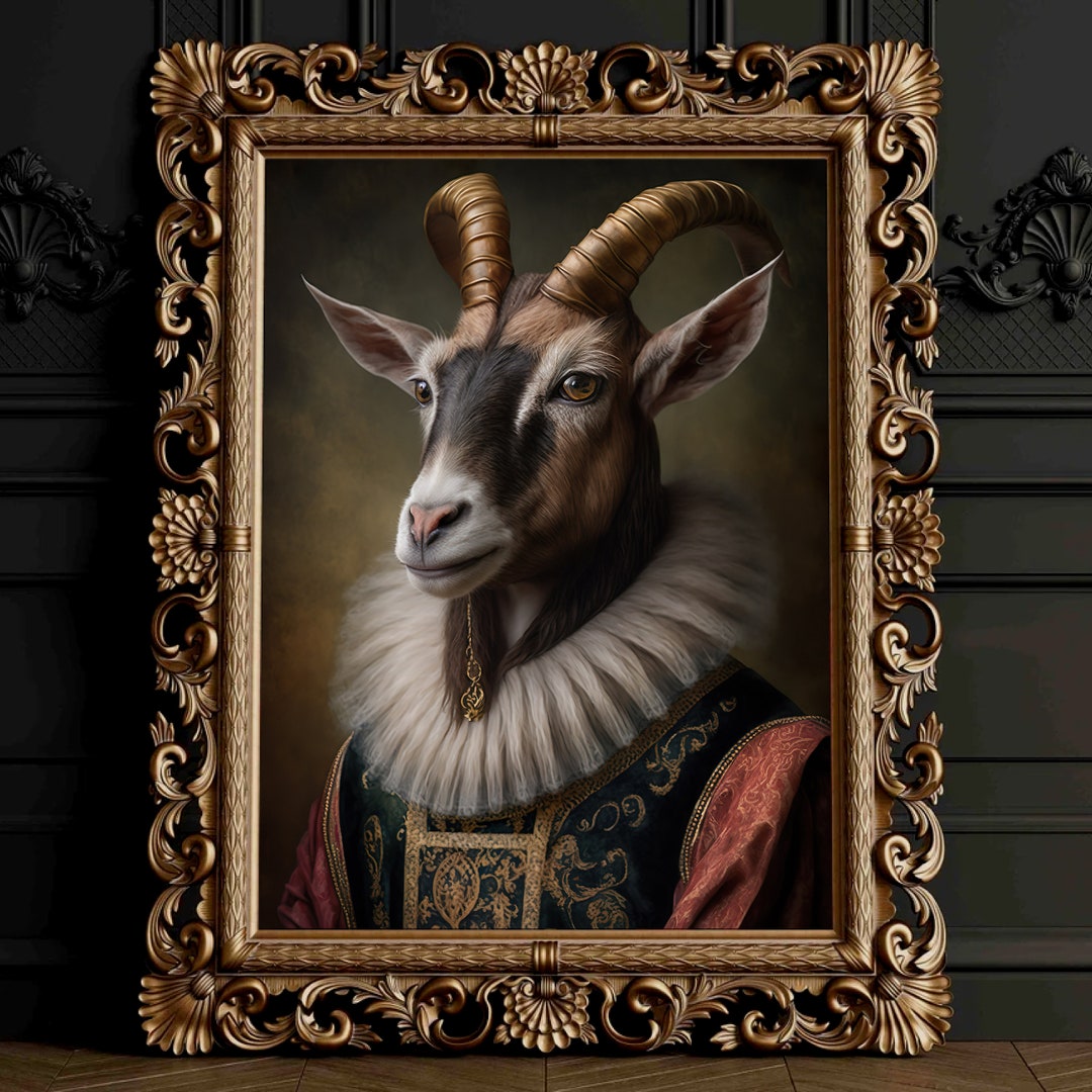 Renaissance Goat Portraits, Quirky Animal Art, Funny Animal Art Print ...