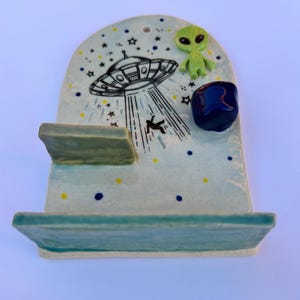 Wave Wall Ceramic Shrine / Ufo Alien Altar / Wall Sconce / Handmade ...
