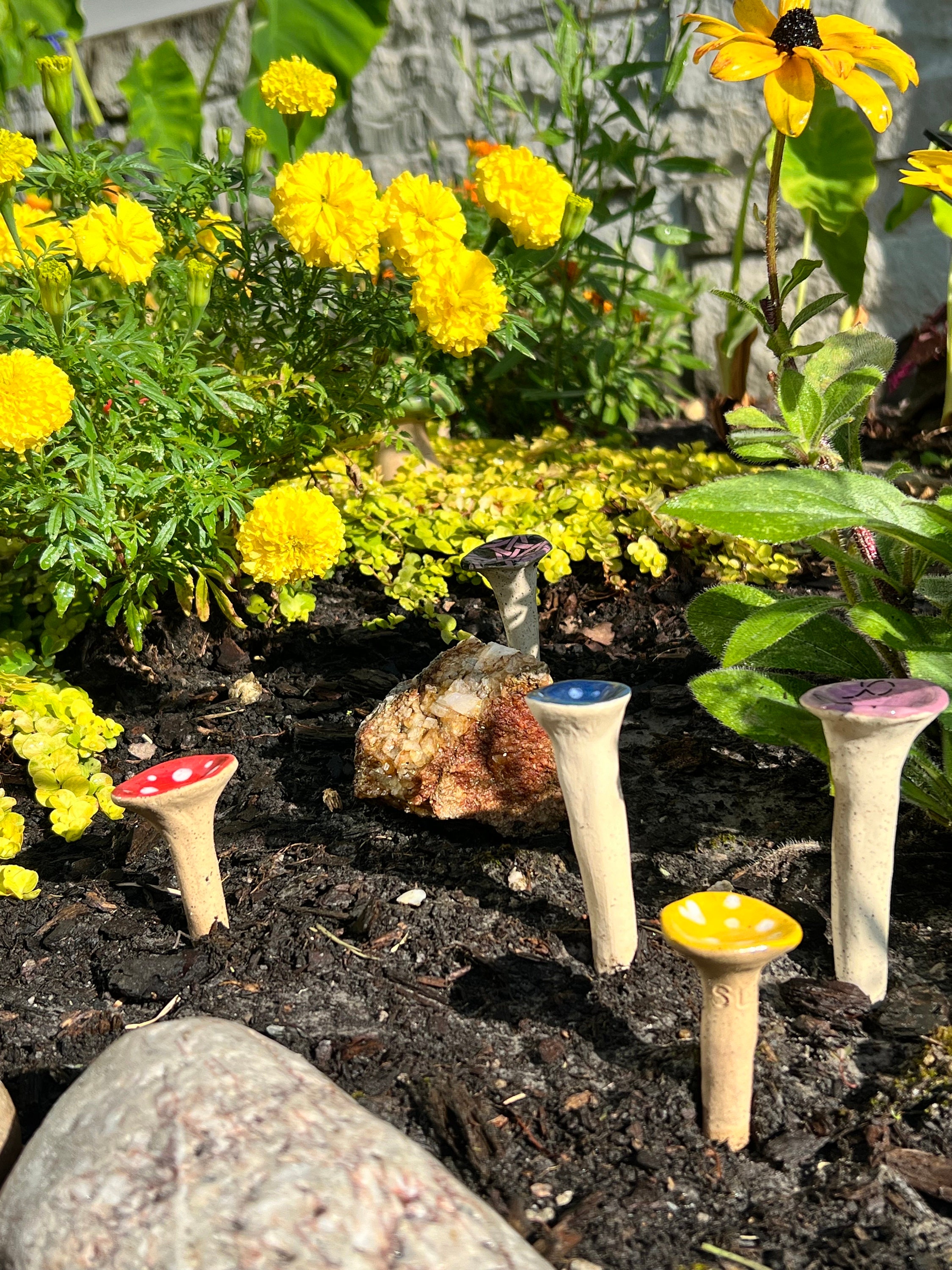 Speckled Clay Pottery Garden Mushroom / Handmade Sunshine Sippers ...