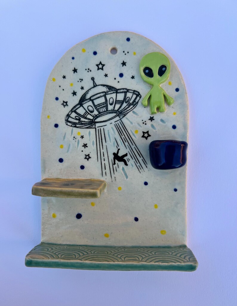 Wave Wall Ceramic Shrine / Ufo Alien Altar / Wall Sconce / Handmade ...