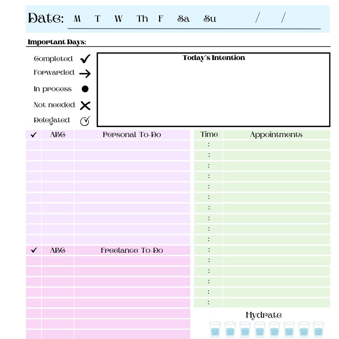 Prioritized Task List Daily Planner Pages Junior Size Freelance Work ...