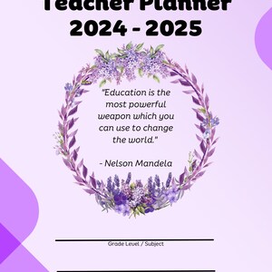 2024 2025 Teacher Planner One Page per Week Secondary Middle School ...