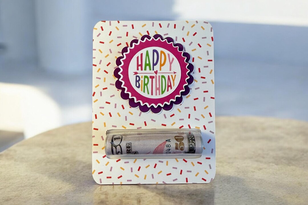 Happy Birthday Money Card Holder Dimensional Card, Money Card, Rolled ...
