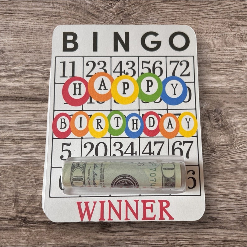 Happy Birthday Bingo money Card Holder - Etsy