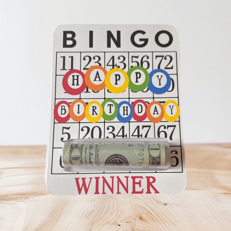 Happy Birthday Bingo money Card Holder - Etsy