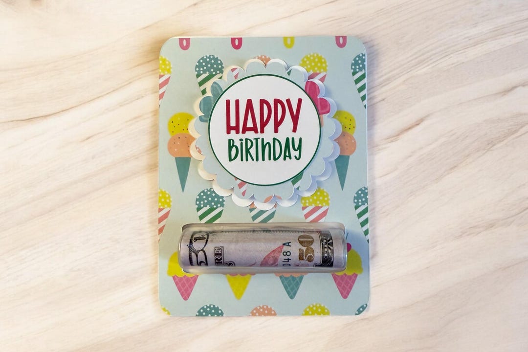 Happy Birthday Money Card Holder Dimensional Card, Money Card, Rolled ...