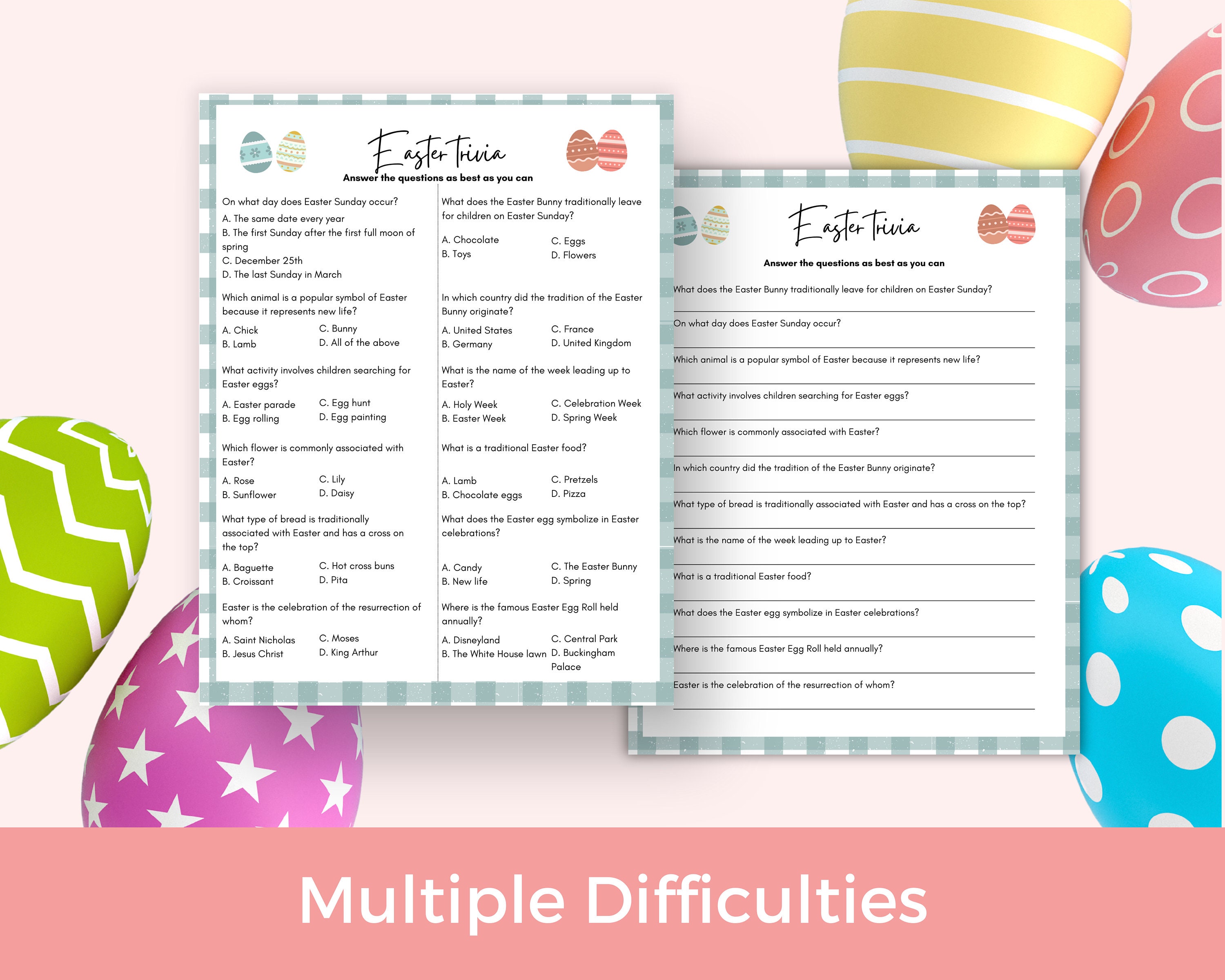 Spring & Easter Printable Trivia, Maze, Dice Game for Families - Etsy